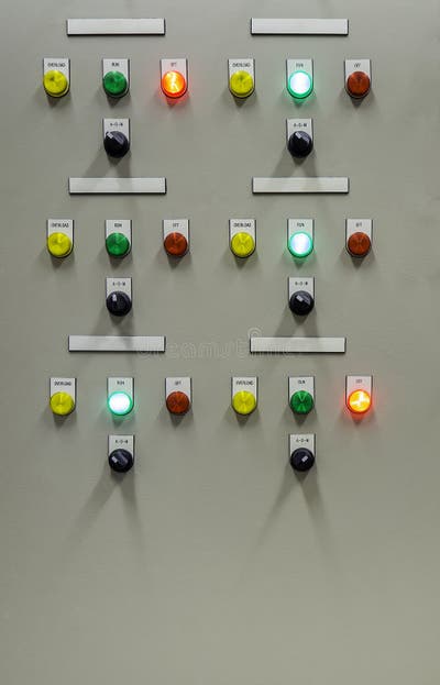 Group of Status Indicator Light on Electrical Control Panel. Stock ...