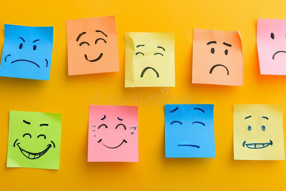 A Group of Sticky Notes with Different Faces. Generative AI Stock Image ...