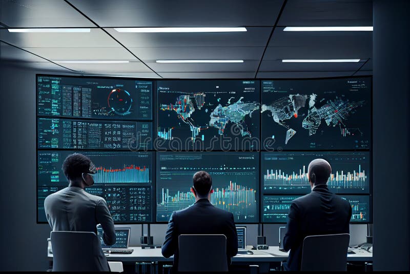 Group of Stock Traders Analysing Graph Screen in Office Stock ...