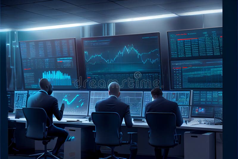 Group of Stock Traders Analysing Graph Screen in Office Stock ...