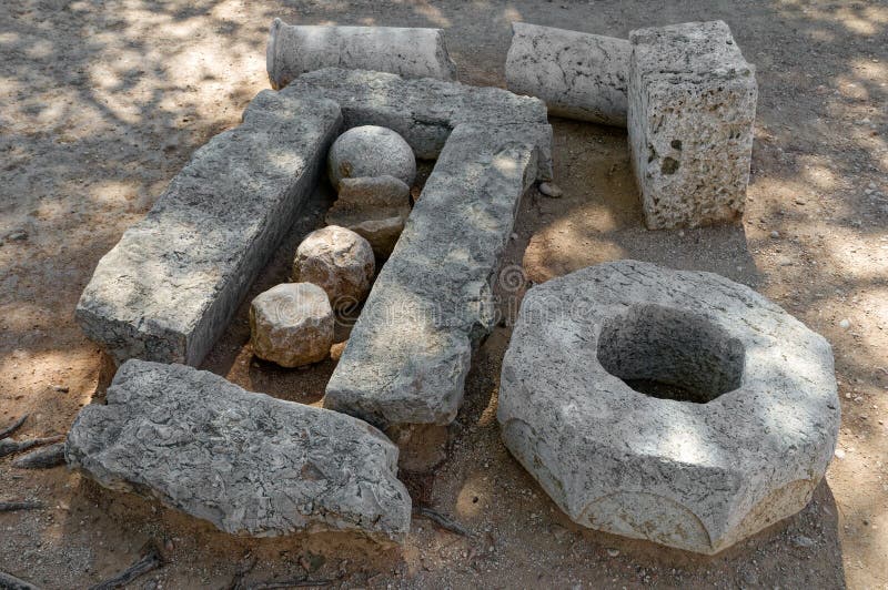 Group of Stone Blocks on a Dirt Ground Stock Image - Image of build ...