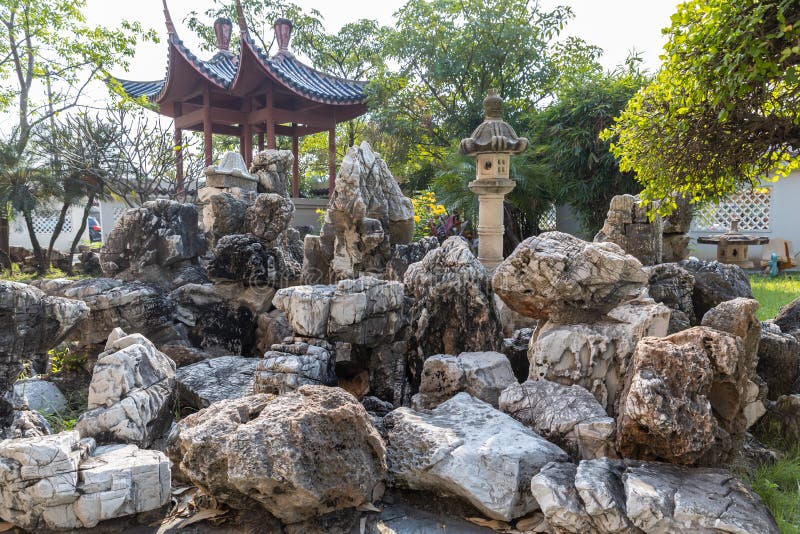 Group of Stone in Chinese Garden Stock Photo - Image of ornament ...