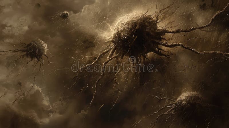 A Group of Strange Looking Creatures with Long Roots Stock Illustration ...