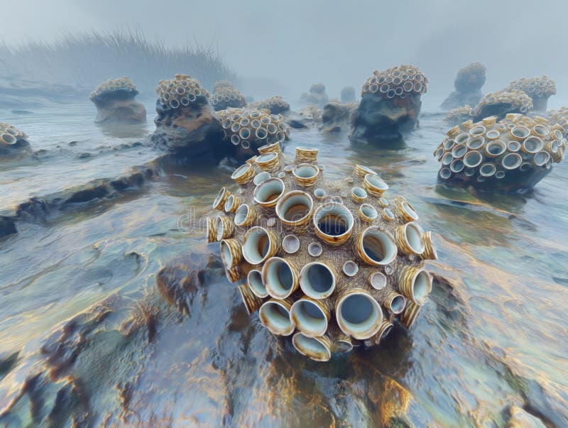 A Group of Strange Looking Sea Creatures with Many Holes in Them Stock Illustration ...