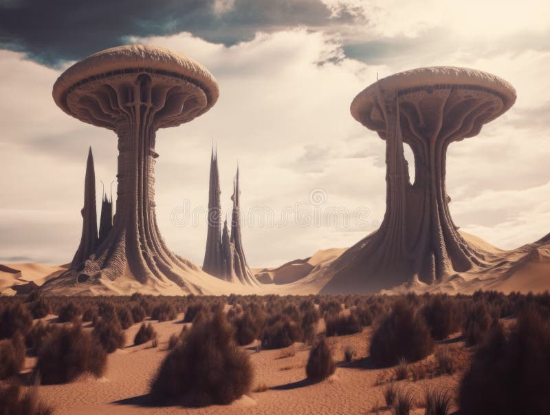 A Group of Strange Looking Structures in the Desert. Generative AI ...