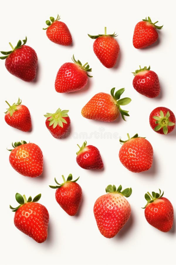 A Group of Strawberries Arranged Neatly on a White Surface. Perfect for ...