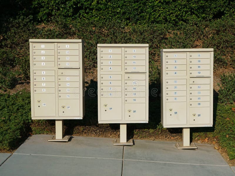 A Group of Street Postal Mail Boxes Stock Image - Image of outdoors ...