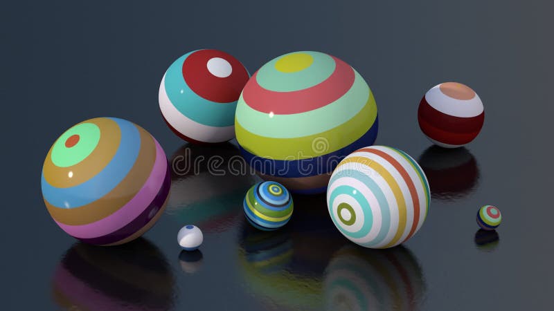 Group of Striped Colorful Balls. Abstract Animation, 3d Render Stock ...