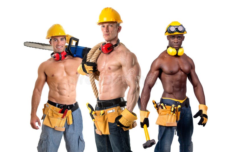 Strong Construction Workers Stock Image - Image of model, muscle: 103475487