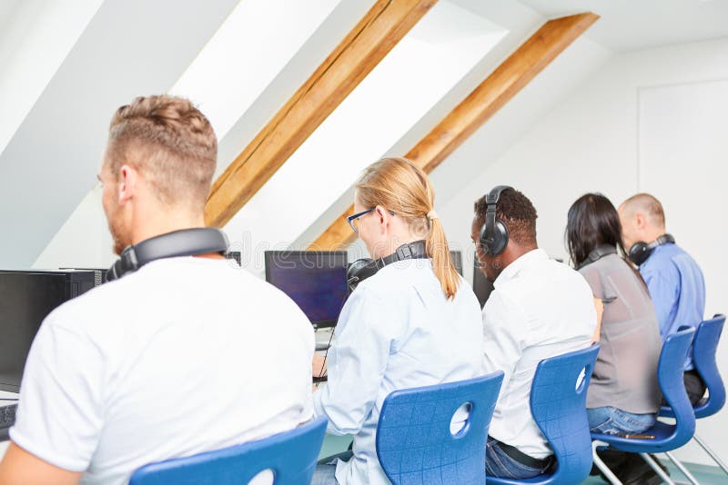 Group of Student Colleagues in Computer Training Stock Photo - Image of ...