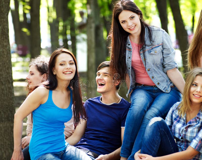 Group Student with Notebook Outdoor. Stock Image - Image of outside ...