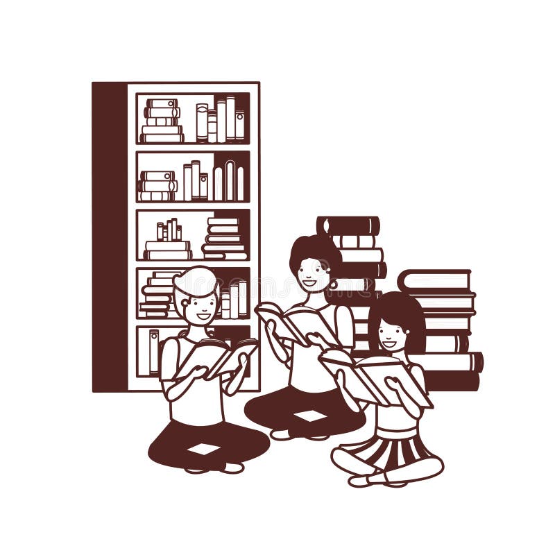 Group of Student with Reading Book in the Hands Stock Vector ...