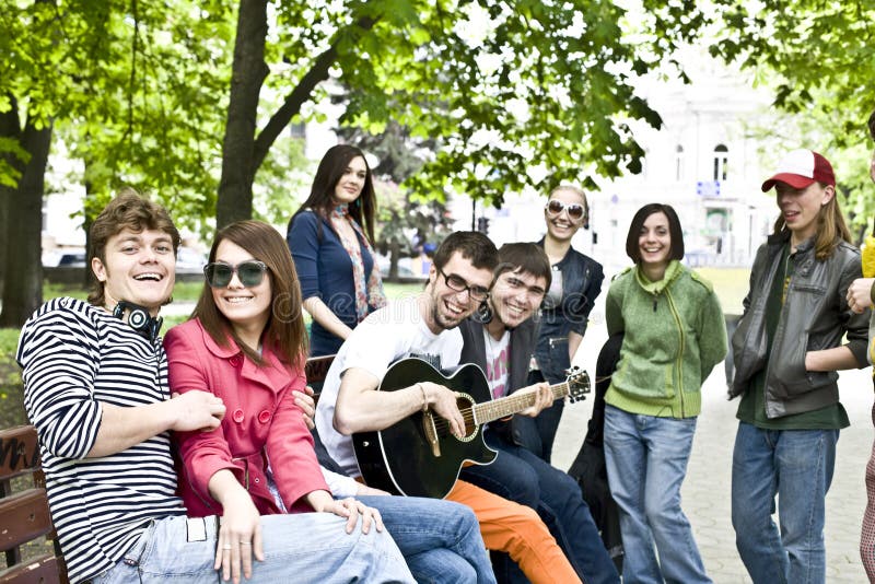Group of Student on Weekend. Music Stock Image - Image of glasses ...