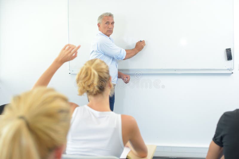 Group Students Astanding at White Board at Lecture Stock Photo - Image ...
