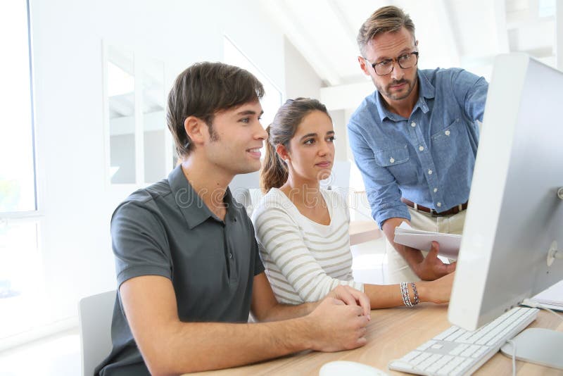 Group of Students Attending Class with Professor Stock Photo - Image of ...