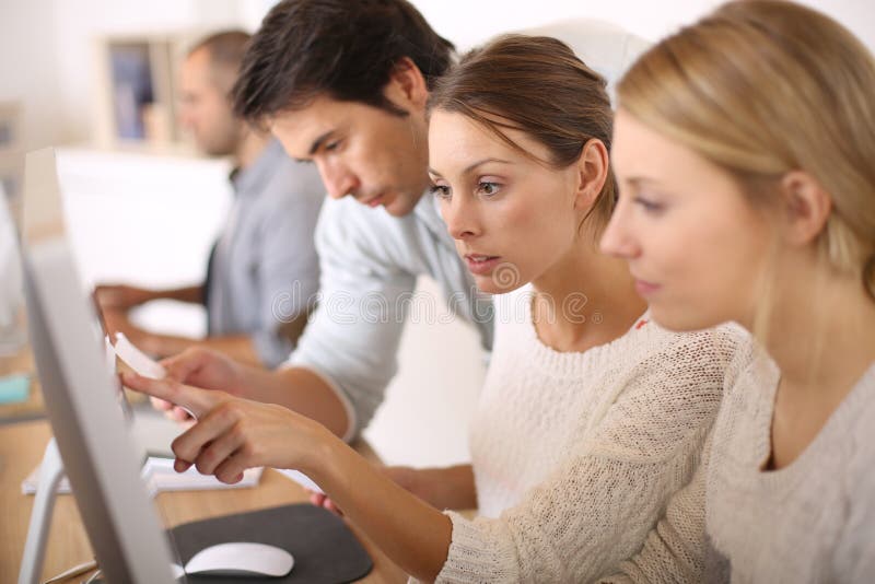 Group Of Students In Business Training Stock Photo - Image of computer ...