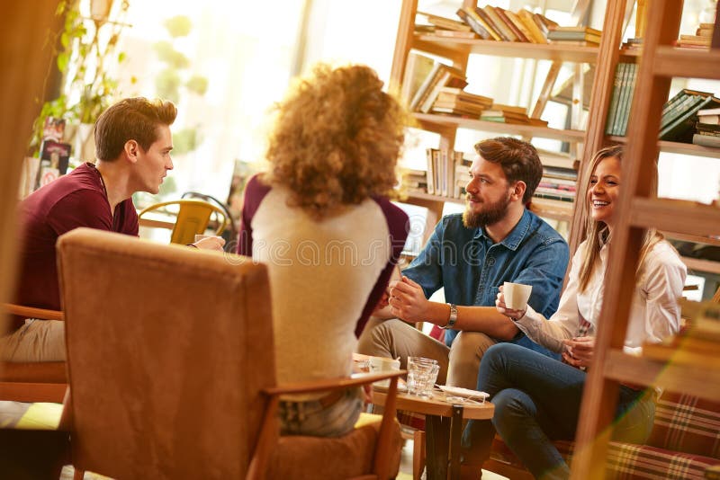 Group of Students in Cafeteria Stock Photo - Image of cafe, attractive ...