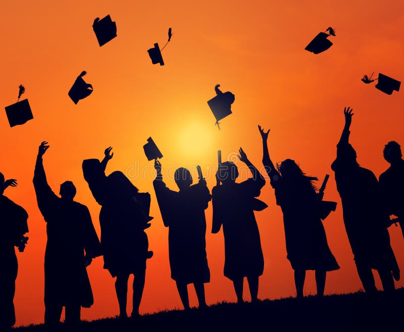 Group Students Celebrating Graduation Silhouette Concept Stock Photo ...