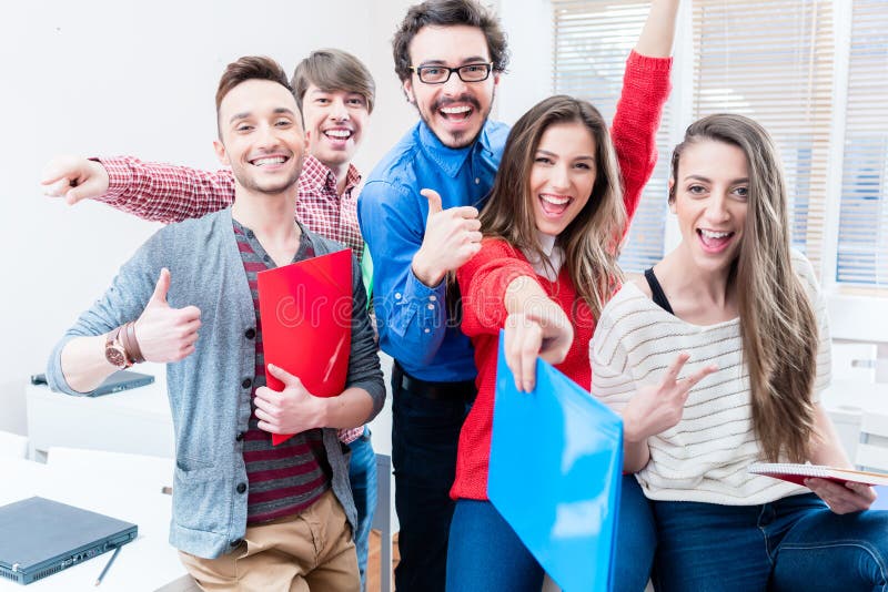 Group of Students Celebrating Success in Exams Stock Image - Image of ...