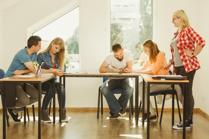 Group of students in class stock image. Image of learning - 122839123