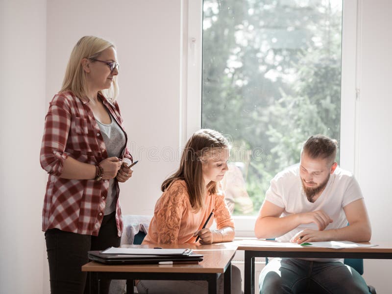 Group of students in class stock image. Image of students - 138554625