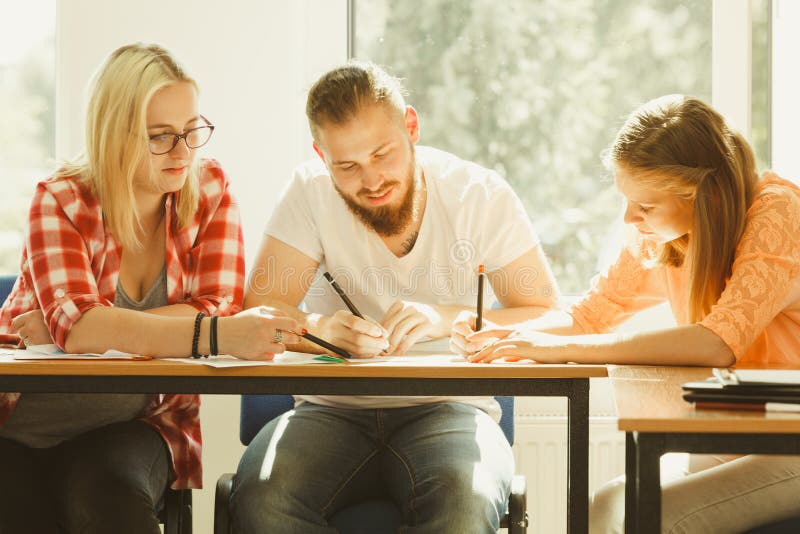 Group of students in class stock photo. Image of school - 181135682