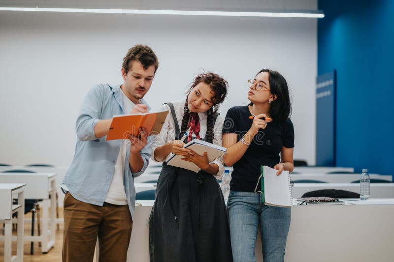 Group of Students Collaborating on a Project in Classroom Stock Image ...