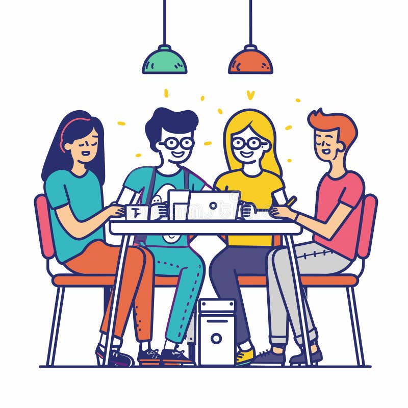 Group Students Working Project Stock Illustrations – 275 Group Students ...