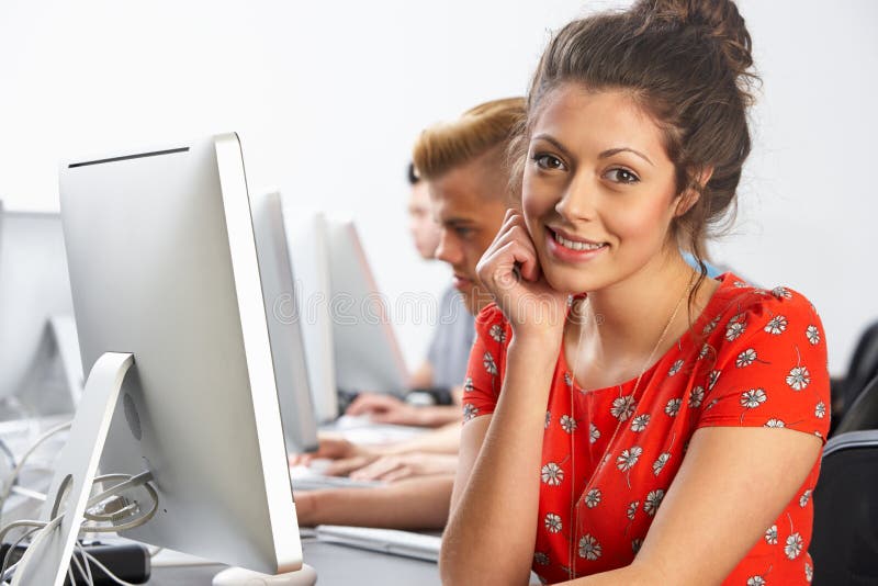 Group of Students in Computer Class Stock Photo - Image of portrait ...