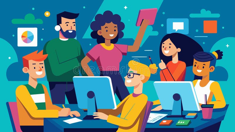 A Group of Students in a Digital Art Class Eagerly Following Along with ...