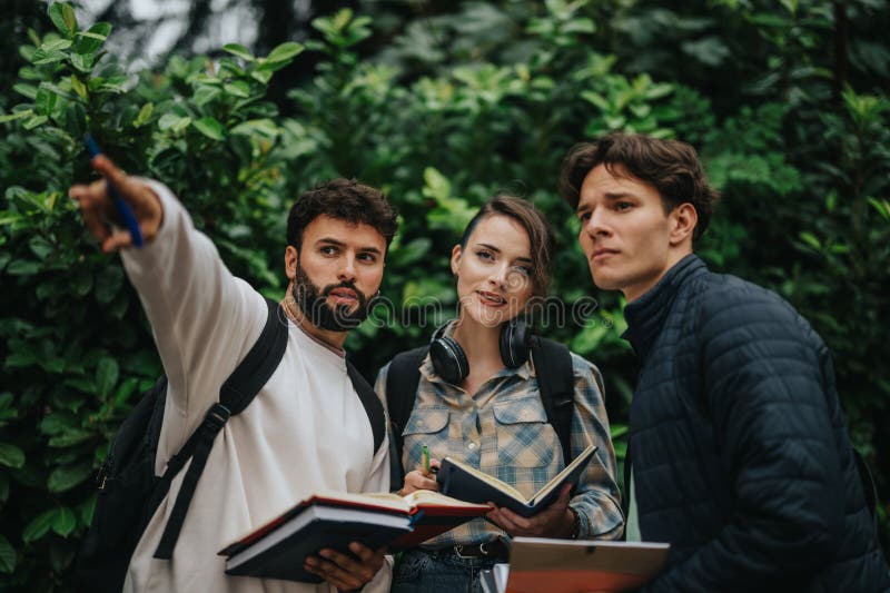 Group of Students Discussing Ideas Outdoors in a Park Stock Photo ...
