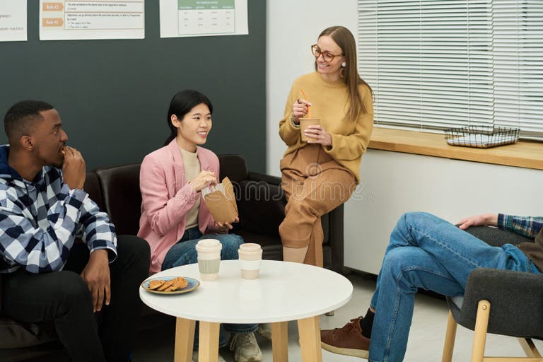 Smiling Students Studying Foreign Languages in Classroom Stock Image ...