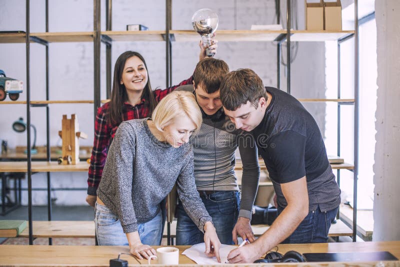 Group of Students are Doing and Discussing Creative Ideas in the Stock ...