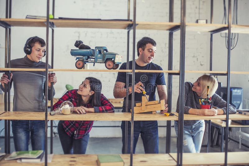 Group of Students are Doing and Discussing Creative Ideas in the Stock ...