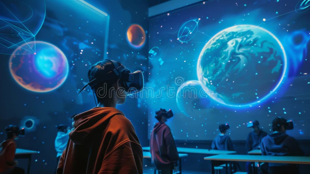 A Group of Students Engaged in an Immersive Virtual Reality Experience ...