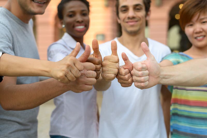 Group of Students Giving Thumbs Up Stock Photo - Image of african ...