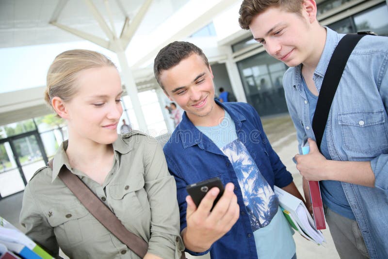 Group of Students Hanging Out in Campus Stock Image - Image of students ...