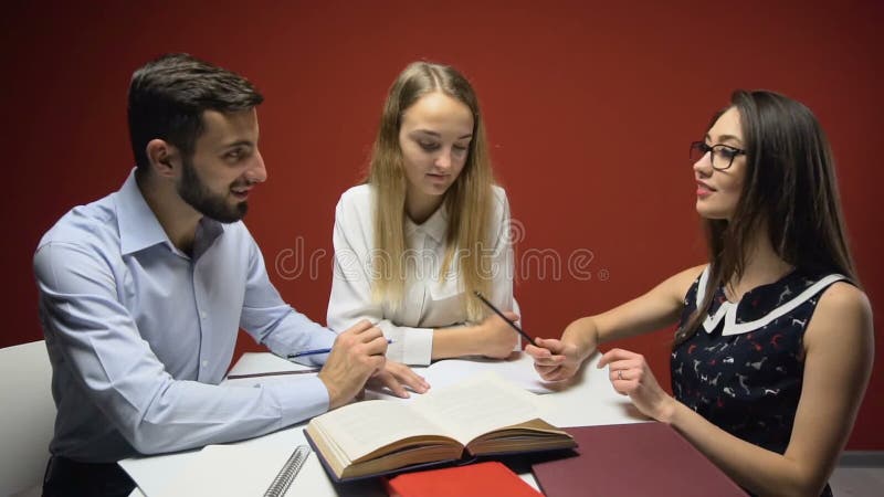 Group of Students Have a Friendly Study Discussion Stock Footage ...