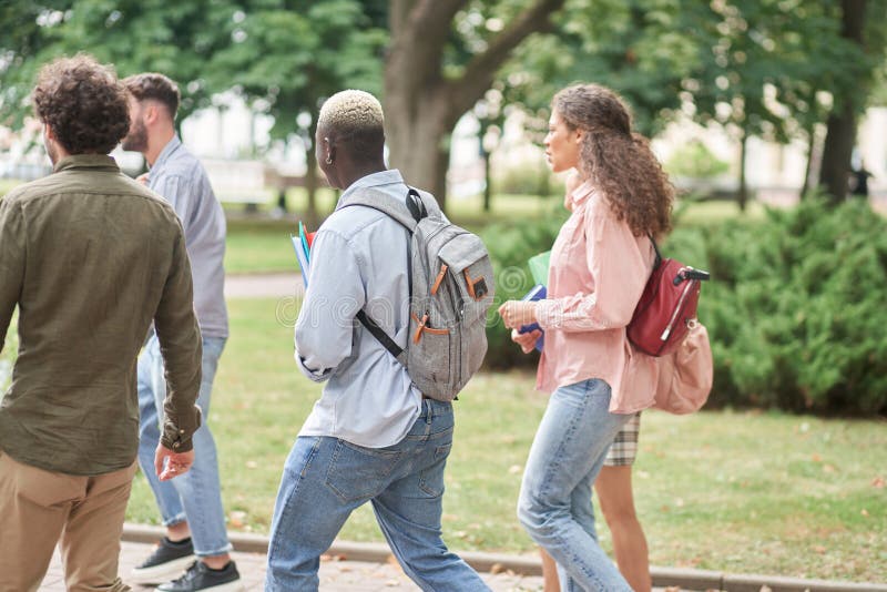 Group of Students are Having Fun Walking after Class . Stock Photo ...