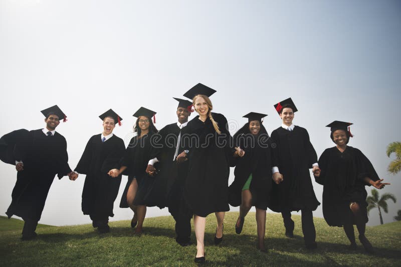 Group Students Holding Hands Graduation Concept Stock Image - Image of ...