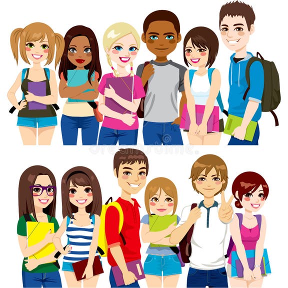 Group of students stock vector. Illustration of college - 58061783