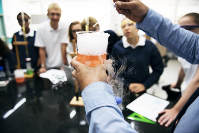 Group of Students Laboratory Lab in Science Classroom Stock Image ...