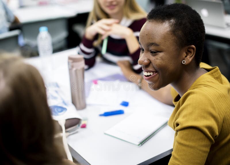 Group of Students Learning in Classroom Stock Image - Image of ...