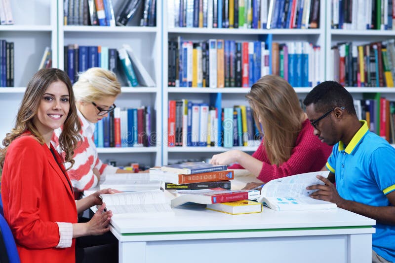 Group of Students Learning in Library at University Stock Photo - Image ...