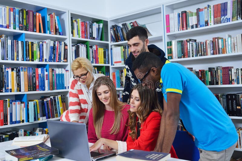 Group of Students Learning in Library at University Stock Image - Image ...