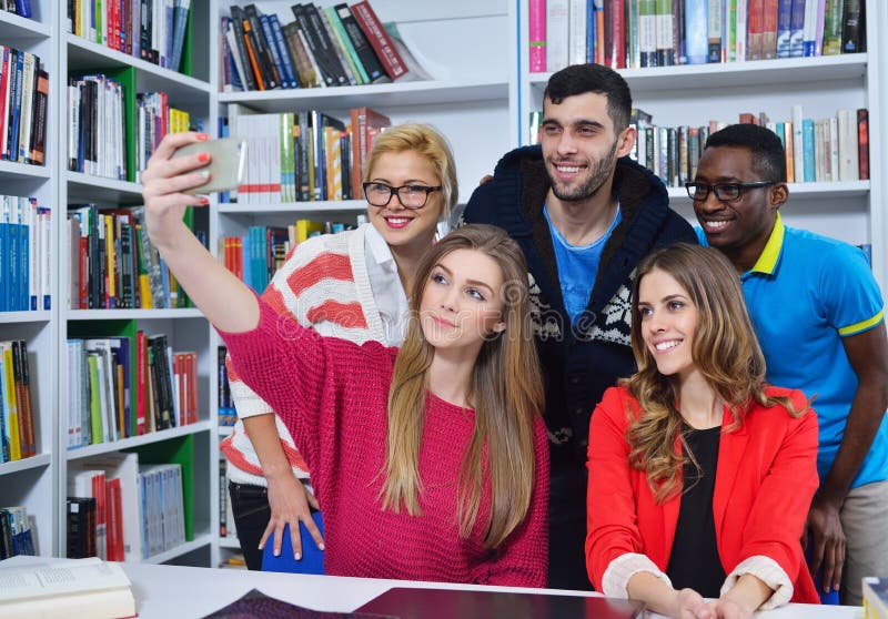 Group of Students Learning in Library at University Stock Photo - Image ...