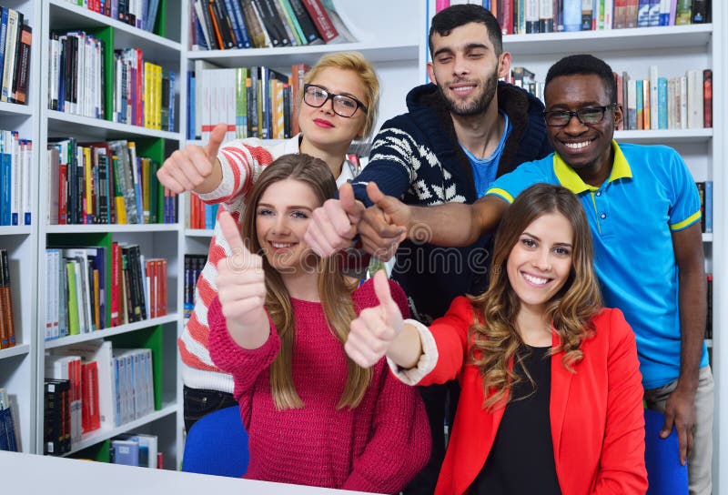 Group of Students Learning in Library at University Stock Image - Image ...