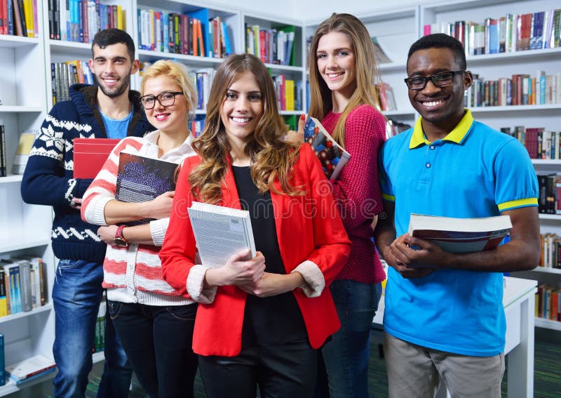 Group of Students Learning in Library at University Stock Image - Image ...