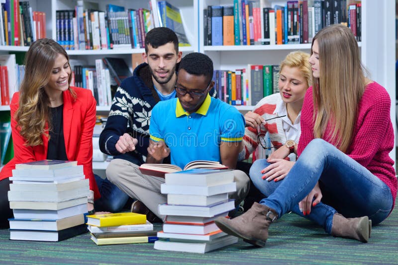 Group of Students Learning in Library at University Stock Photo - Image ...