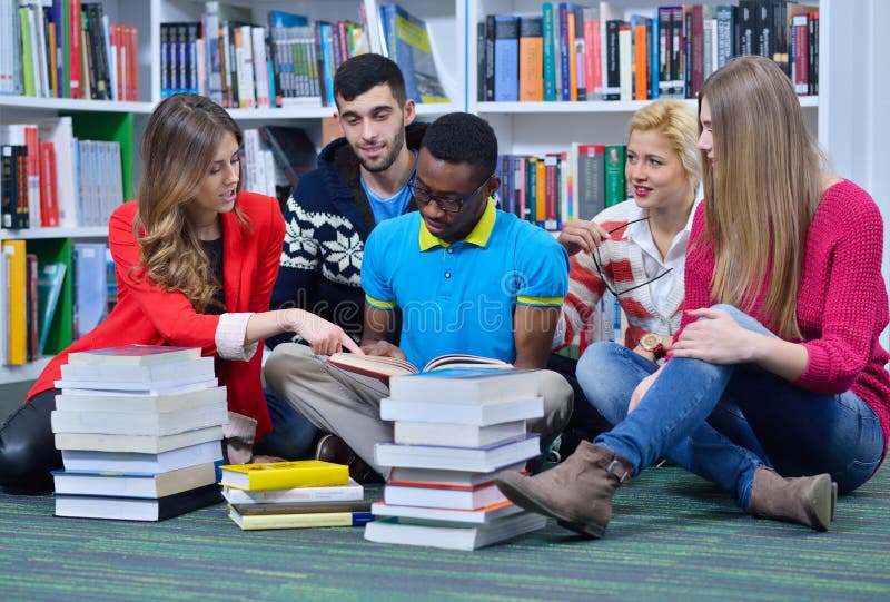 Group of Students Learning in Library at University Stock Image - Image ...